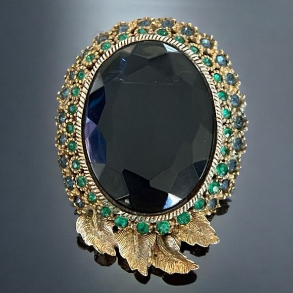 Vintage | Jewelry | Vintage Largeczech Blue Glass Brooch Pendant Pin ...